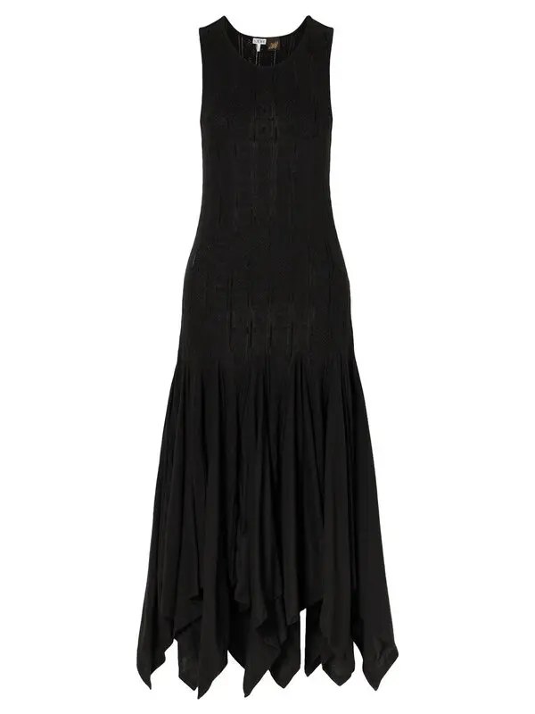 Loewe Pointelle Knit Midi Dress - Black