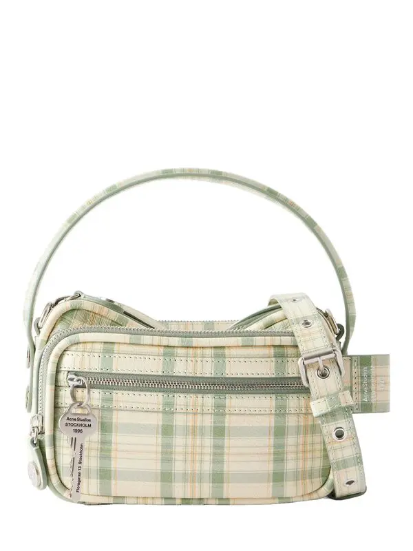 Acne Studios Camero Kit Checked Embellished Leather Shoulder Bag - Neutrals
