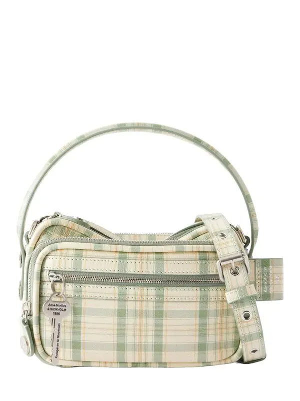 Acne Studios Camero Kit Checked Embellished Leather Shoulder Bag - Neutrals