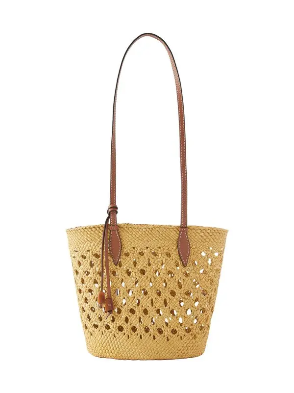 HUNTING SEASON Lattice Basket Raffia Tote - Brown