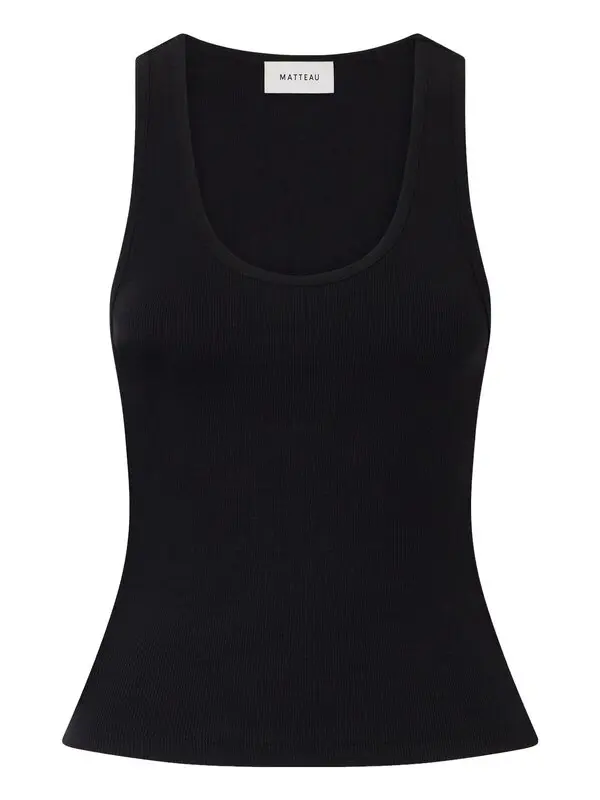 Matteau Organic Cotton Ribbed High Neck Tank - Black