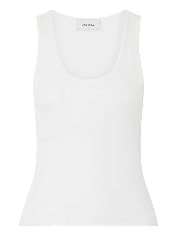 Matteau Ribbed Organic Cotton-blend Jersey Tank - White