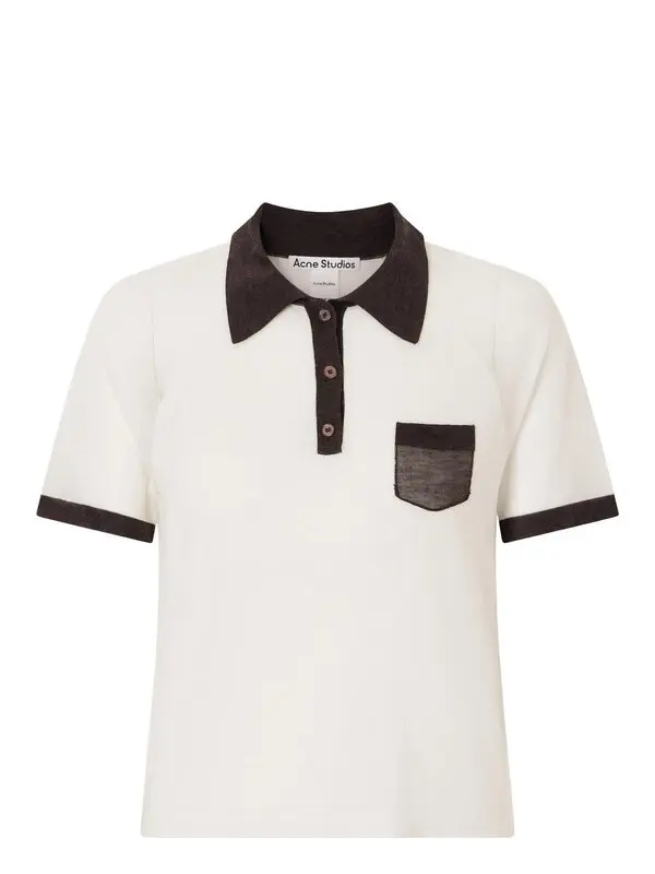 Acne Studios Color-block Lyocell And Wool-blend Jersey Polo Shirt - White