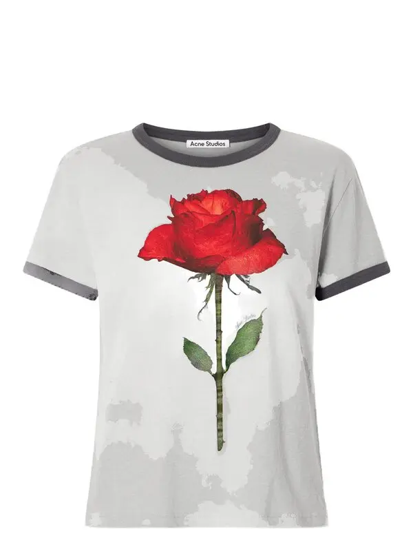 Acne Studios Etza Printed Cotton And Hemp-blend T-shirt - Gray