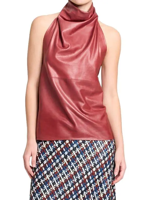 TWP Halter Leather Top - Karanda Red