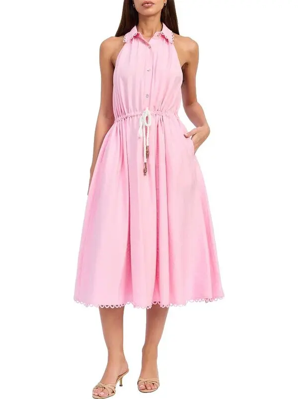 EN SAISON Brynn Belted Sleeveless Midi Dress - Pink