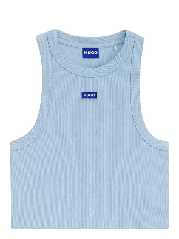 Hugo Cropped Stretch-cotton Tank Top - Light Blue