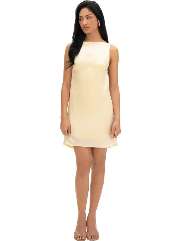 MandiBreeze Selene Silk Mini Dress With Open Back - Yellow