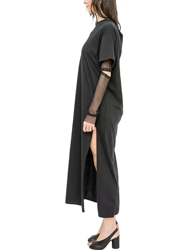 Andrea Ya'aqov Side-slit Crew-neck Dress - Black