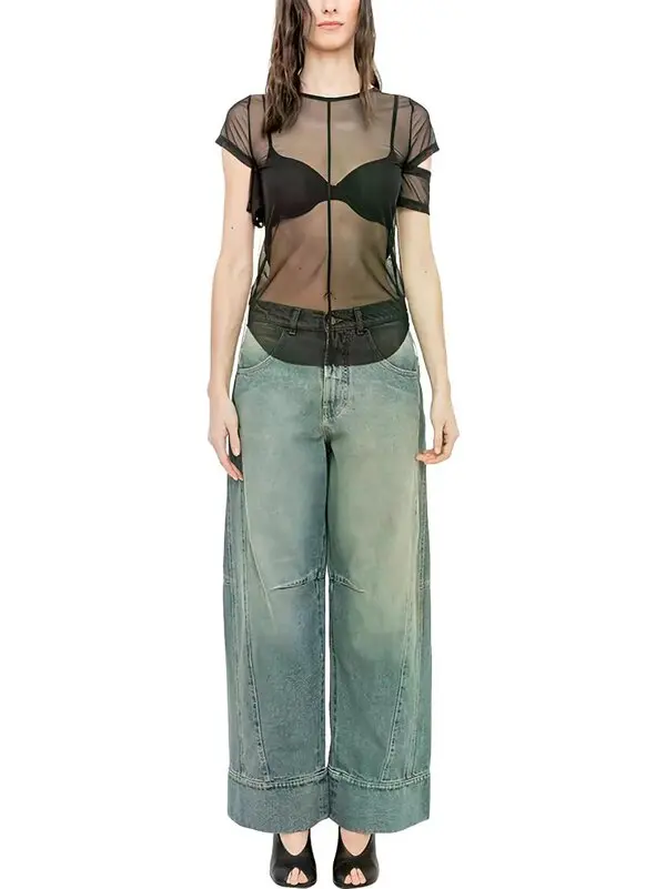 Andrea Ya'aqov Sheer Cut-out T-shirt - Neutrals