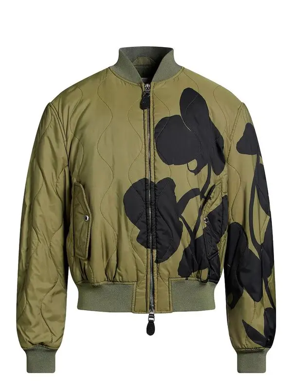 Alexander McQueen Printed Quilted Shell Bomber Jacket - Army Green