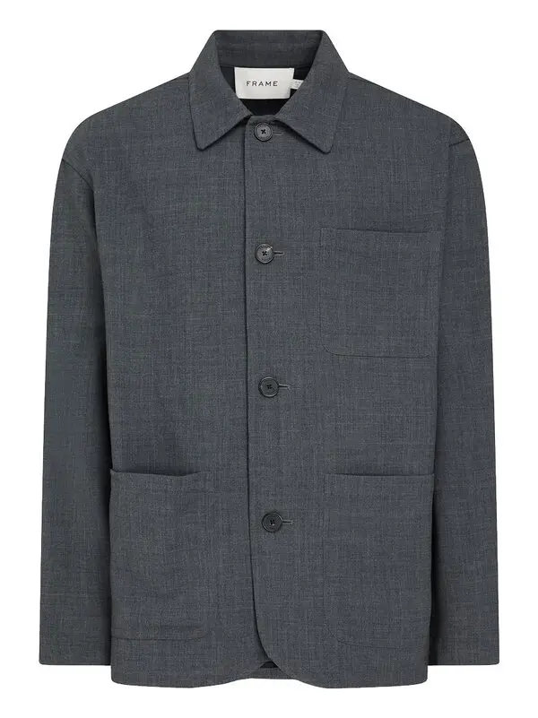 FRAME Wool-blend Shirt Jacket - Dark Gray