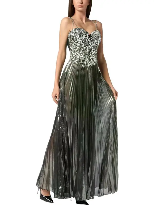 Philipp Plein Embellished Maxi Dress - Silver