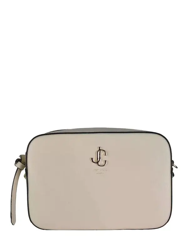 JIMMY CHOO Grained Leather Shoulder Bag With Jc Logo - Neutrals