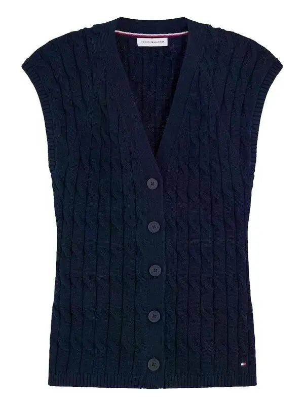 Tommy Hilfiger Sleeveless Cable-knit Cardigan - Blue