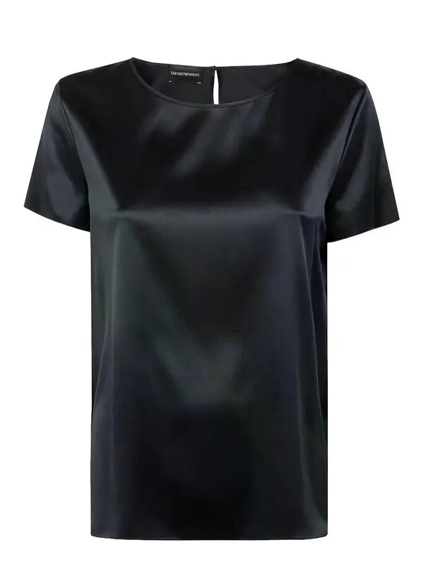 Emporio Armani Short Sleeve Satin Top - Black