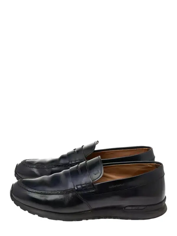 TOD'S Penny Keeper Leather Loafers - Black