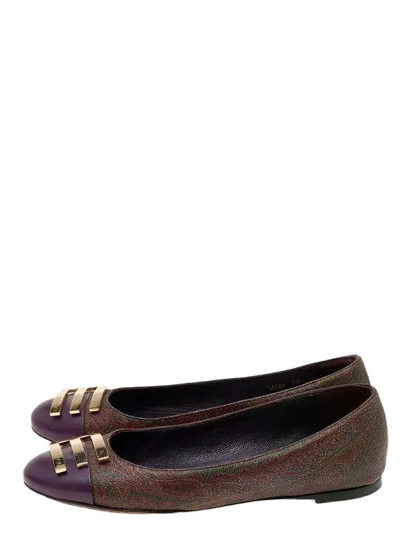 Etro Paisley-print Leather Ballet Flats - Brown