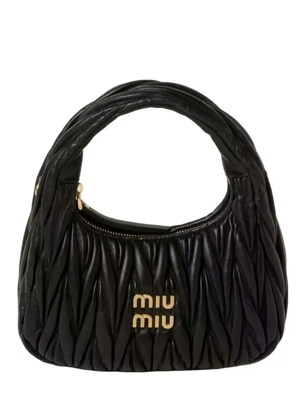 Miu Miu Wander Matelassé Nappa Leather Tote Bag - Black