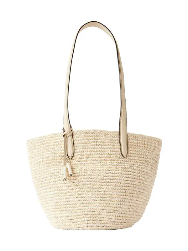 HUNTING SEASON Trapeze Basket Raffia Tote - Neutrals