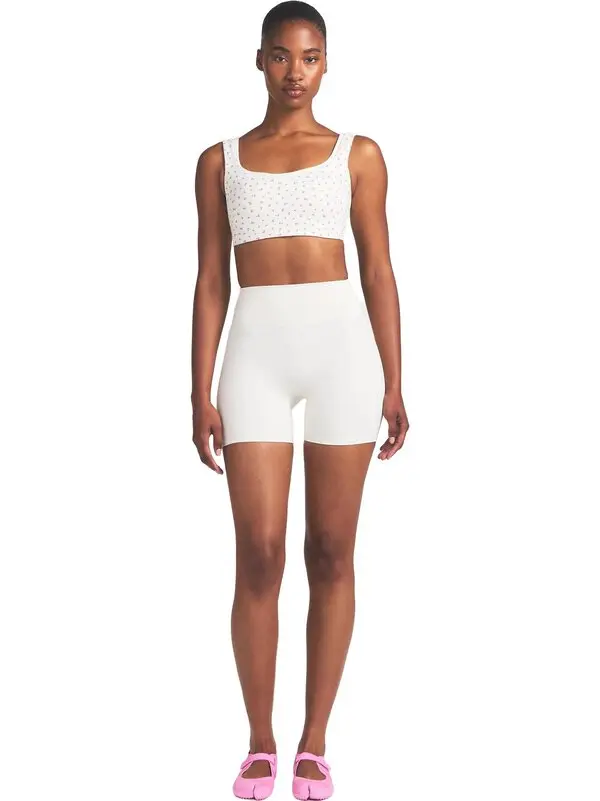 SKIMS 5" Biker Short In Matte Floral Print - Ivory