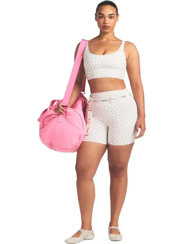 SKIMS Longline Corset Bra | White | Medium | Nike Matte - Ditsy Floral Print