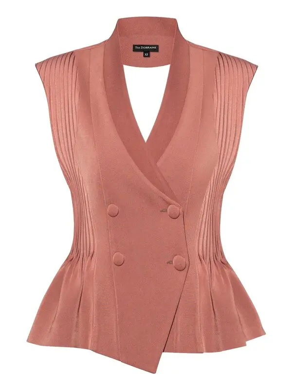 TIA DORRAINE Double-breasted Pleated Waistcoat - Pink