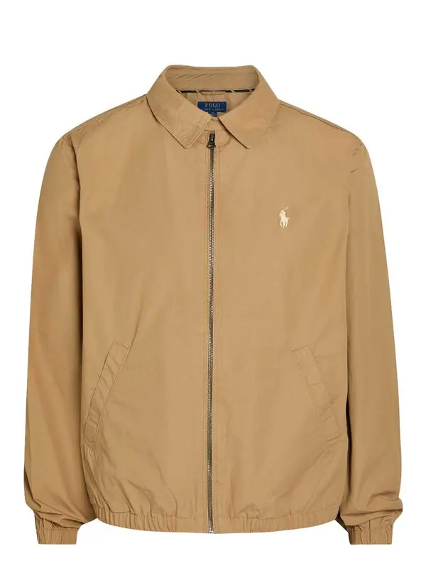 Polo Ralph Lauren Logo Embroidered Cotton Poplin Zip-up Jacket - Tan