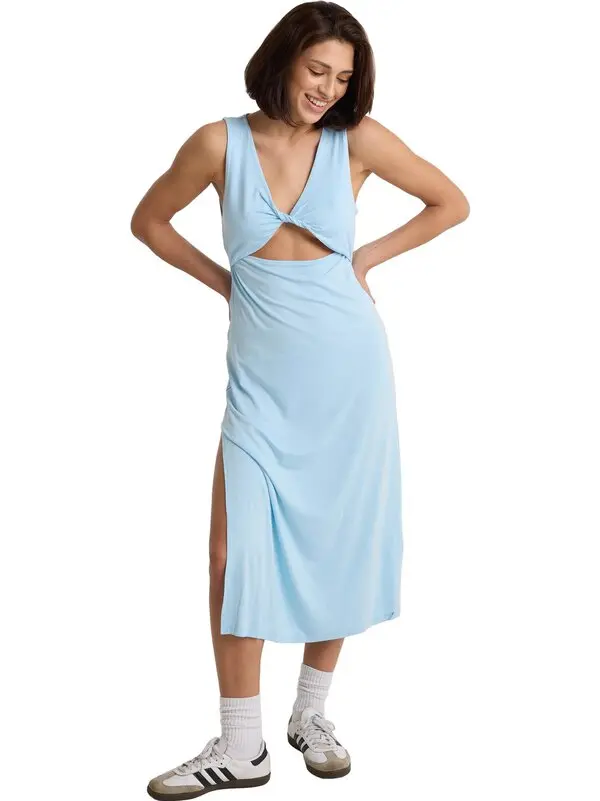 Volcom Stone Luz Twist Front Midi Dress - Cloud Blue