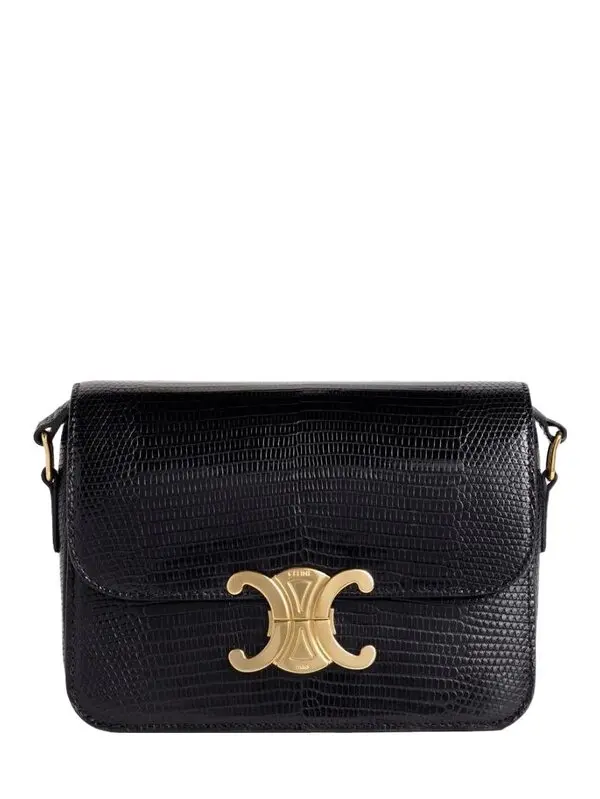 Celine Teen Triomphe Bag In Lizard - Black