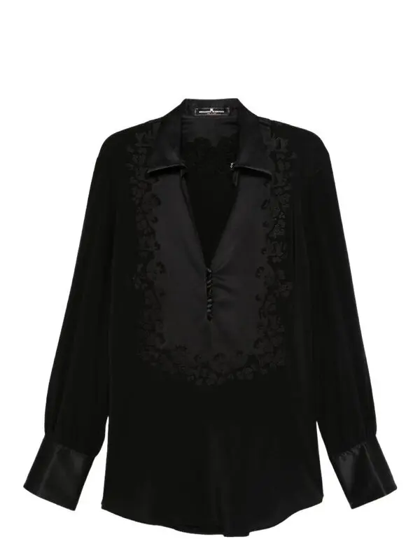 Ermanno Scervino Floral Embroidered Shirt - Black