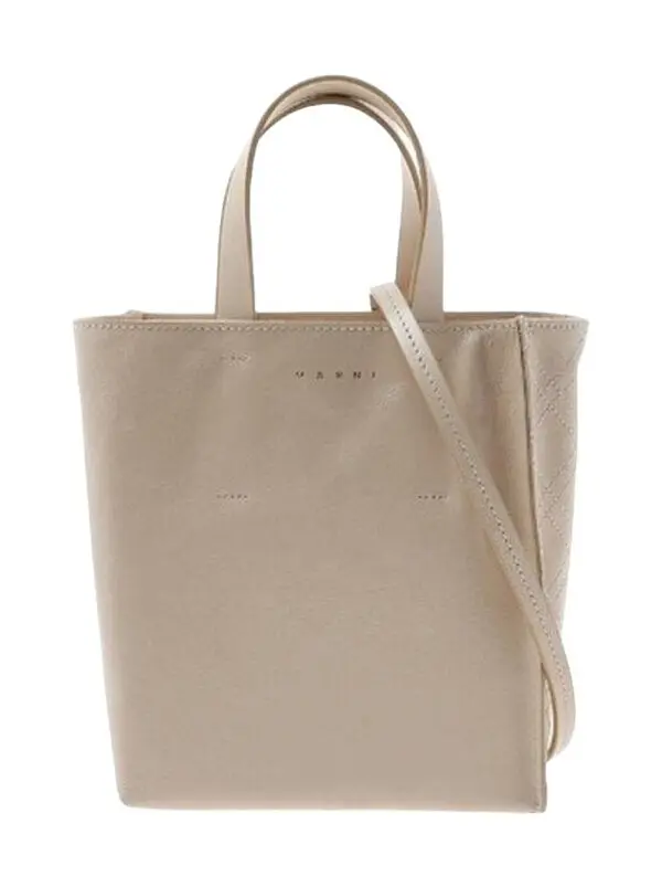 Marni Logo Shoulder Bag - Nude