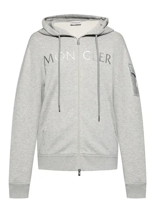 Moncler Logo Zip-up Hoodie - Grey