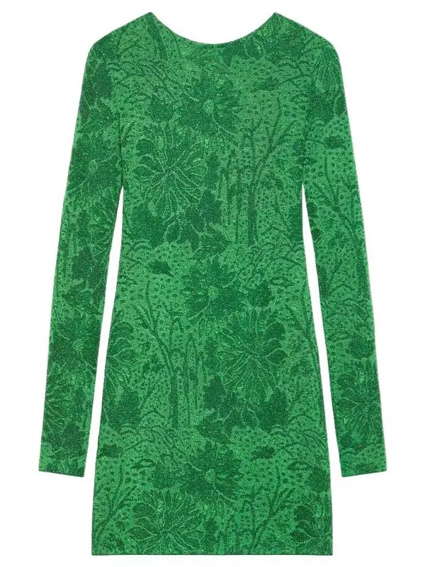 Givenchy Lurex Floral Jacquard Dress - Green