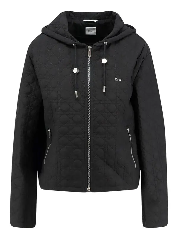 Dior Zipped Macrocannage Hooded Jacket - Black