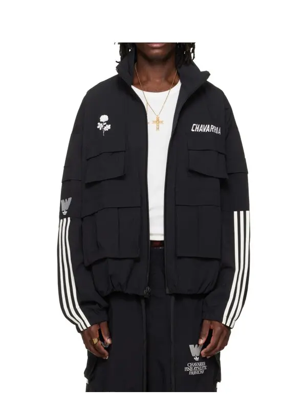 WILLY CHAVARRIA X Adidas Originals Stand Collar Zip-up Jacket With Embroidered Details - Black