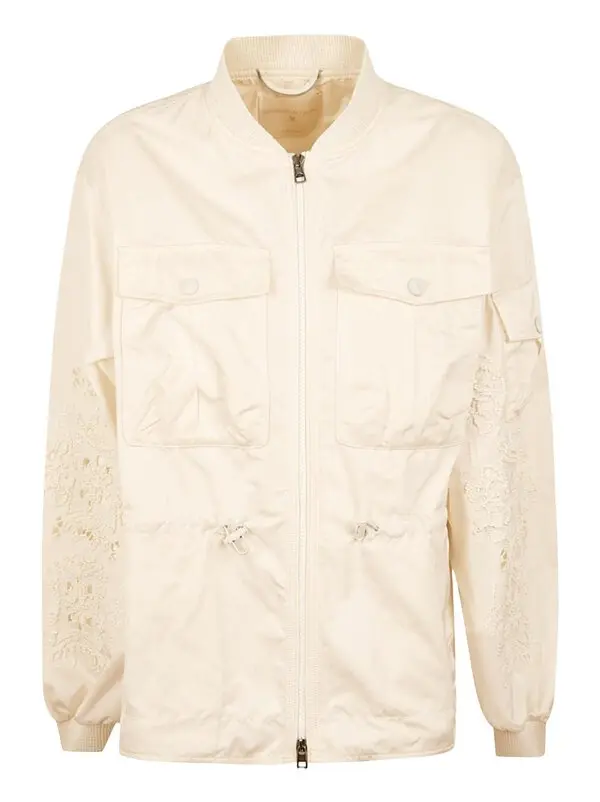 Ermanno Scervino Embroidered Zip-up Jacket - White