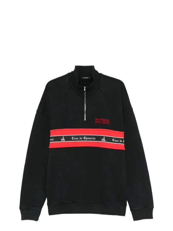 WILLY CHAVARRIA Half-zip Mock Neck Sweatshirt - Black