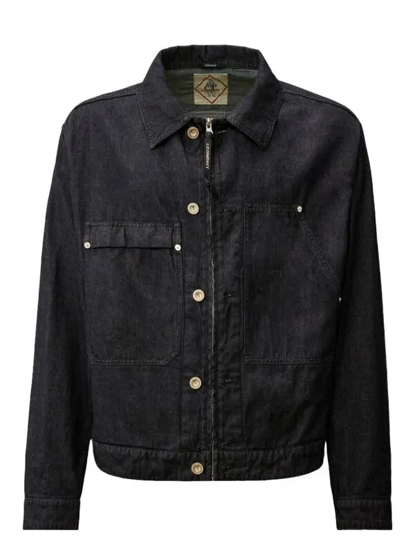 C.P. COMPANY Button-up Jacket With Classic Collar And Zip Fastening - Denim