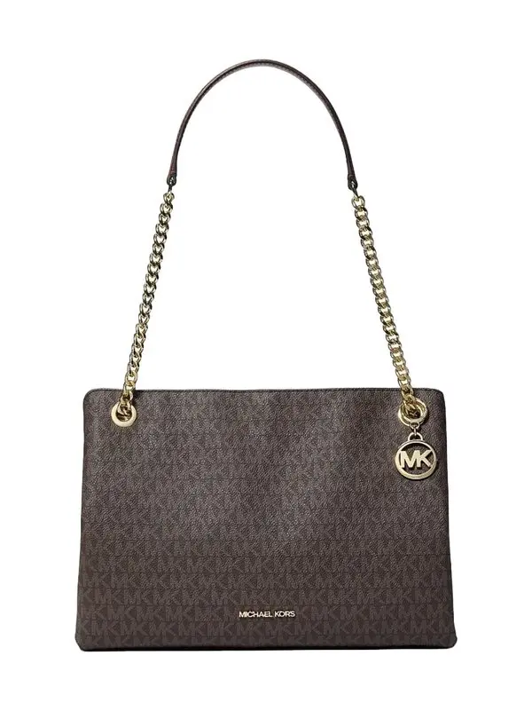 Michael Kors Christina Medium Signature Logo Messenger Bag - Brown