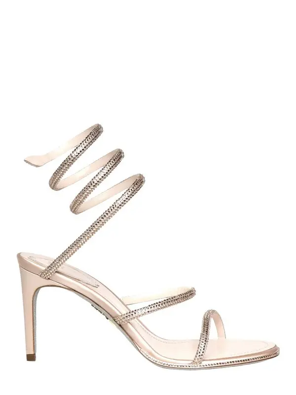 Rene Caovilla Crystal Spiral Heeled Sandals - Nude