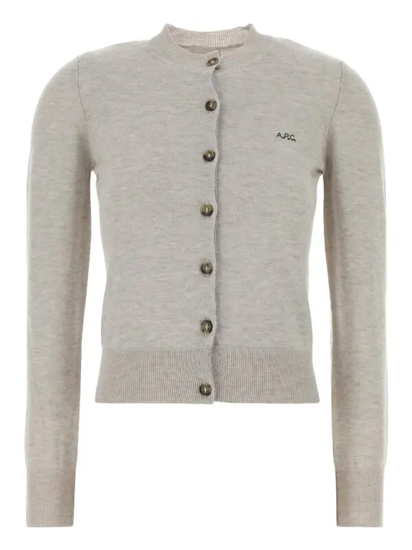 A.p.c. Virgin Wool And Cotton Buttoned Cardigan - Gray