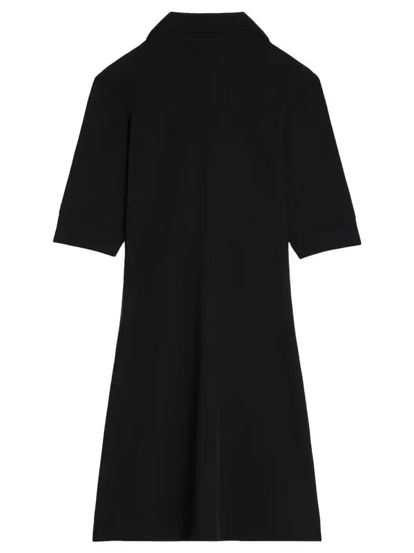 Celine Ribbed Cotton Polo Mini Dress - Black And White