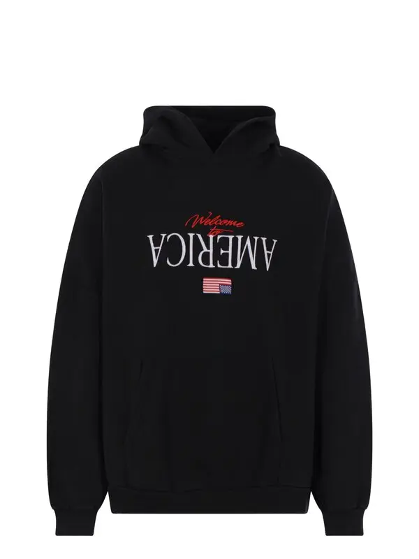 WILLY CHAVARRIA Welcome To America" Oversized Hoodie - Black