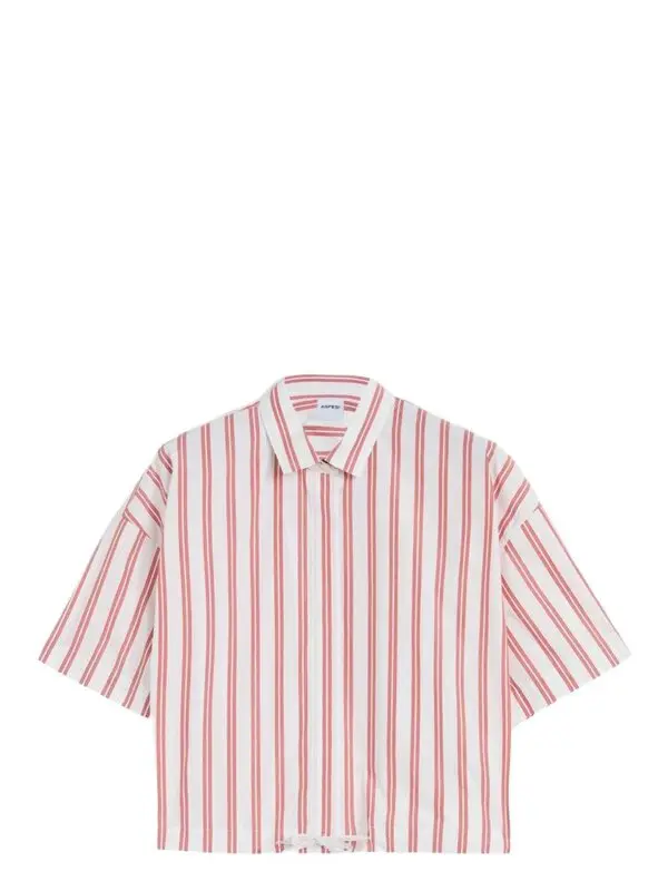 Aspesi Striped Tie Detail Cropped Shirt - Pink