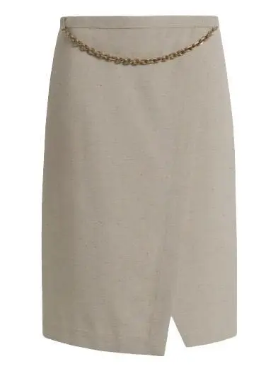 Alberta Ferretti Tweed Wrap Skirt - Light Brown