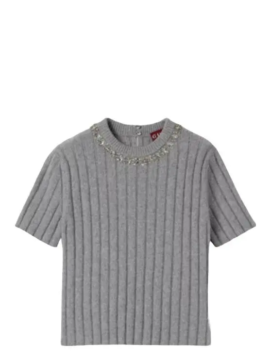 Gucci Rib Soft Wool And Cashmere Top - Grey