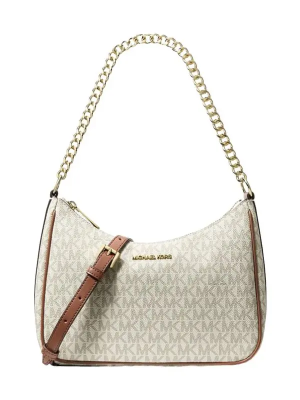 Michael Kors Jet Set Travel Large Signature Logo Convertible Crossbody Bag - Vanilla