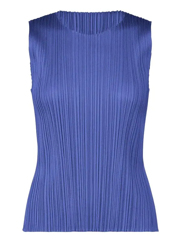 PLEATS PLEASE BY ISSEY MIYAKE Sleeveless Round Neck Top - Blue