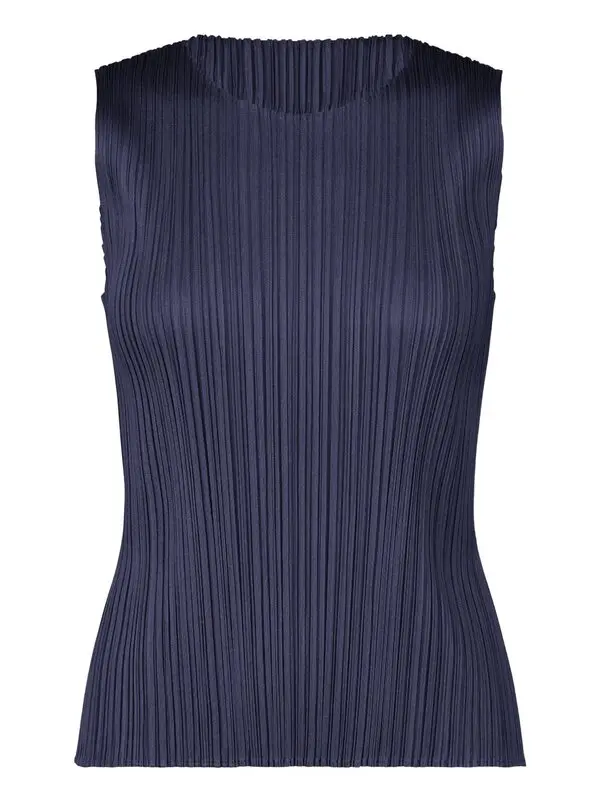 Issey Miyake Sleeveless Round Neck Top - Navy